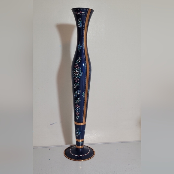 Other | Vtg Blue Floral Turkish Gulistan Copper Vase | Poshmark